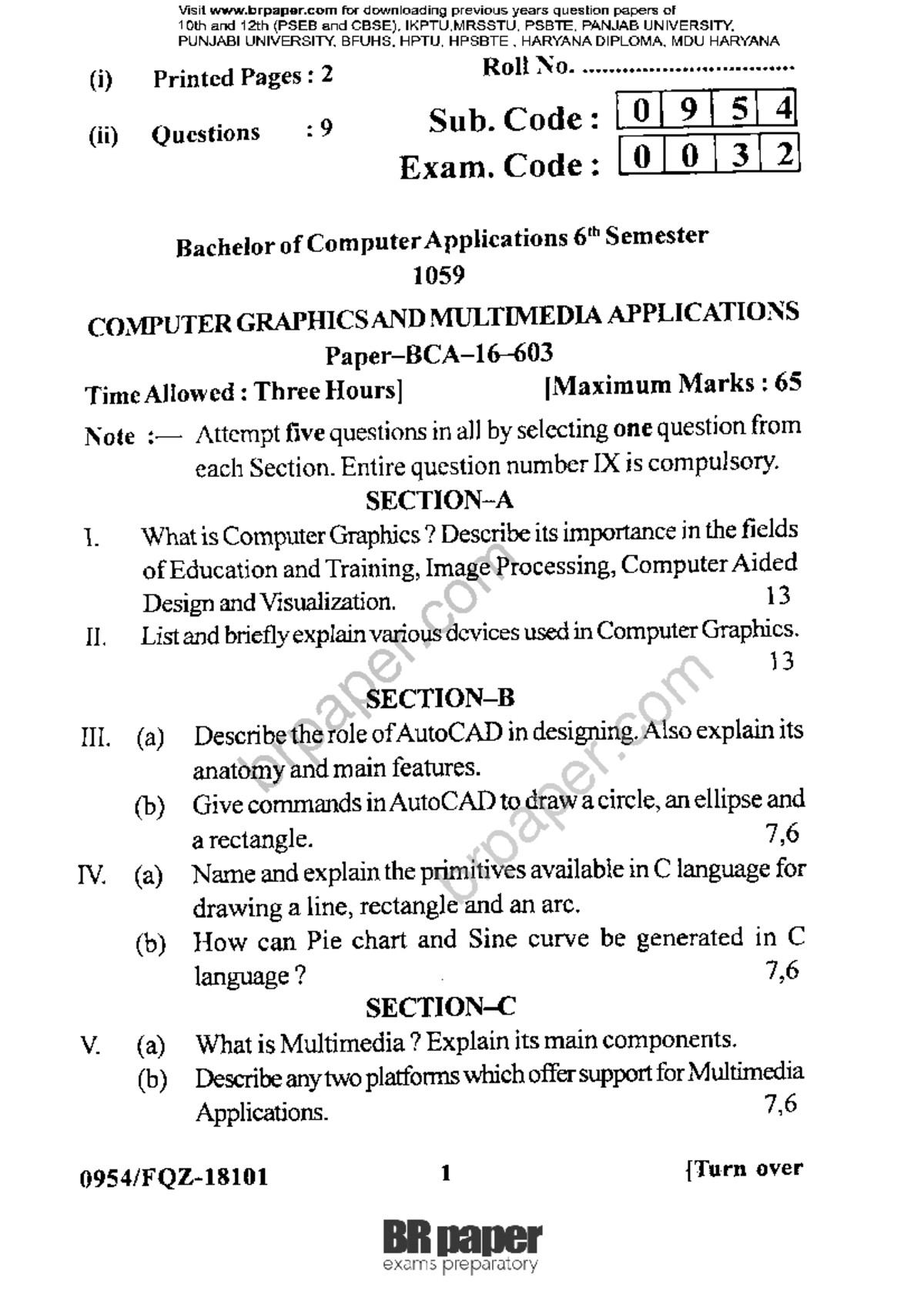 CGMA(6th)May2019 - Bachelour of Computer Application - brpaper brpaper ...