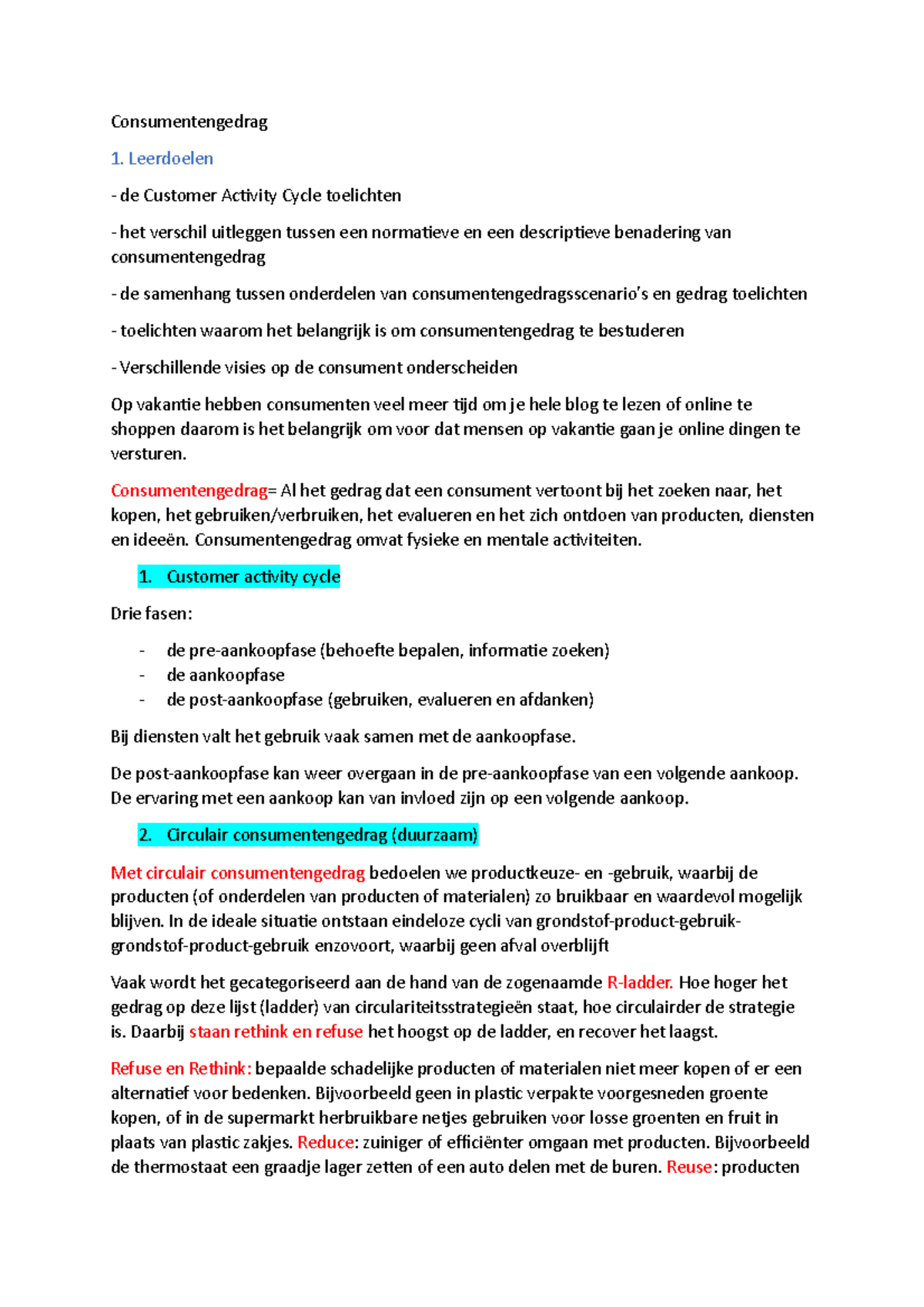 Consumentengedrag - Leerdoelen - de Customer Activity Cycle toelichten ...