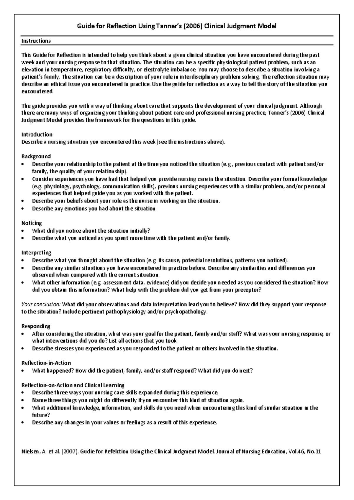 Guide-for-Reflective-Journaling - Guide for Reflection Using Tanner’s ...