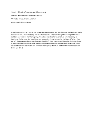 ENG 122 Module 8 - Module 8 Project Two Southern New Hampshire University ENG 122 I’ve learned a ...