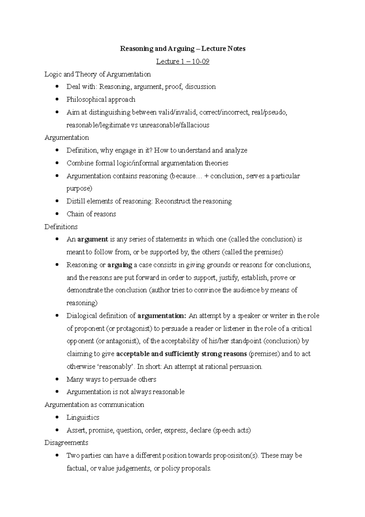 Reasoning And Arguing - Lecture Notes - Reasoning and Arguing – Lecture ...