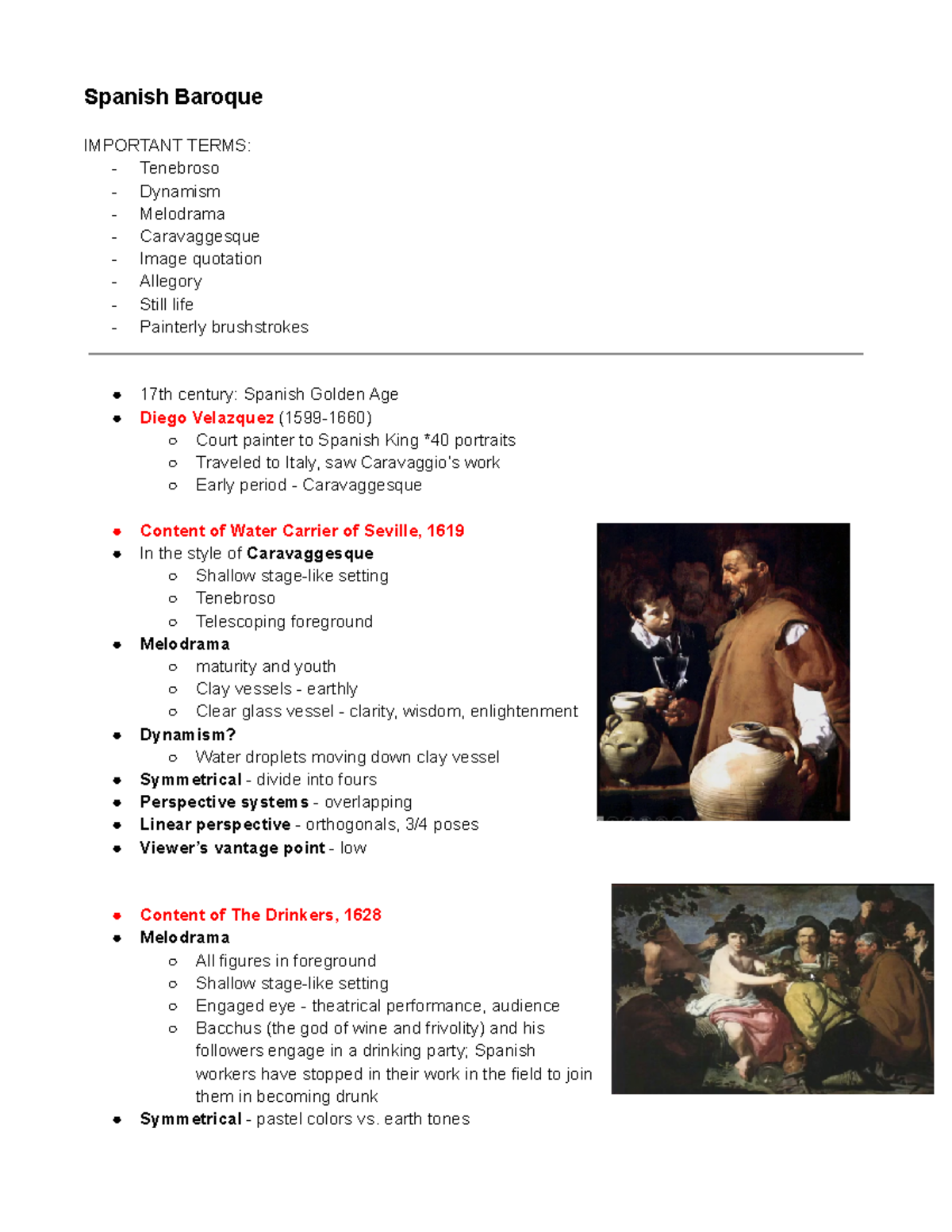 COA 2242 Spanish Baroque - Spanish Baroque IMPORTANT TERMS: Tenebroso ...