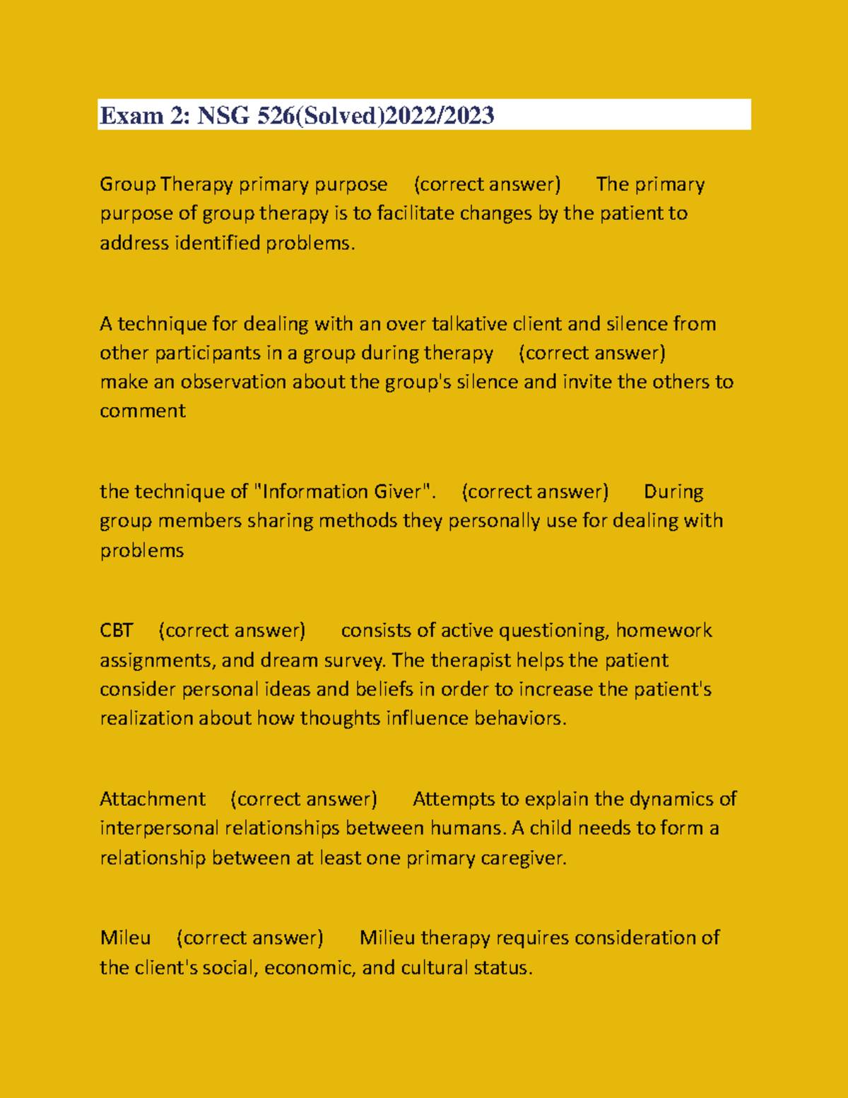 Exam 2 - very nice document - Exam 2: NSG 526(Solved)2022/ Group ...