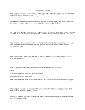 Unit 3 Reading Tool - review - Unit 3 Mental Health Nursing o What are ...