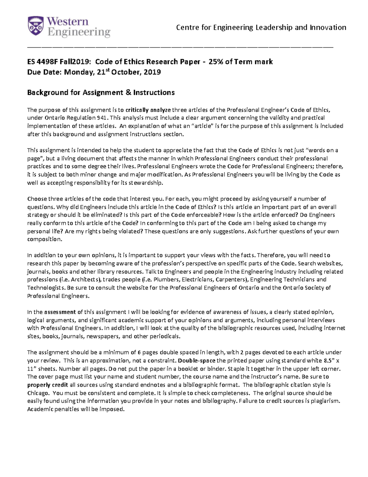 ES+4498F+Code+of+Ethics+Research+Paper+Assignment+F2019 - Warning: TT: undefined function: 32 ...