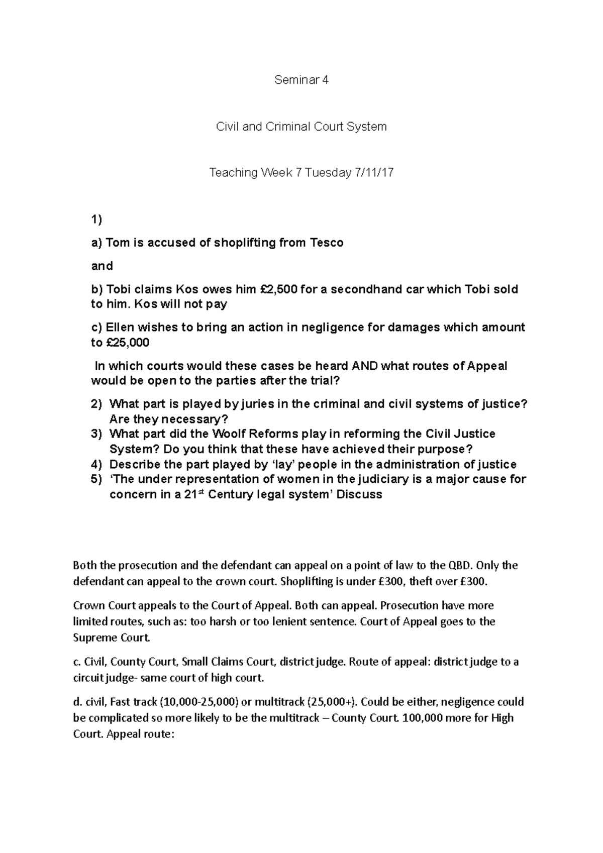 S4,Civil and Criminal Court System - Seminar 4 Civil and Criminal Court ...