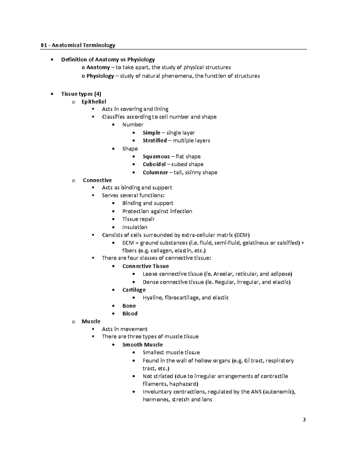 Key Terms & Concepts A&P 01 - 01 - Anatomical Terminology • Definition ...