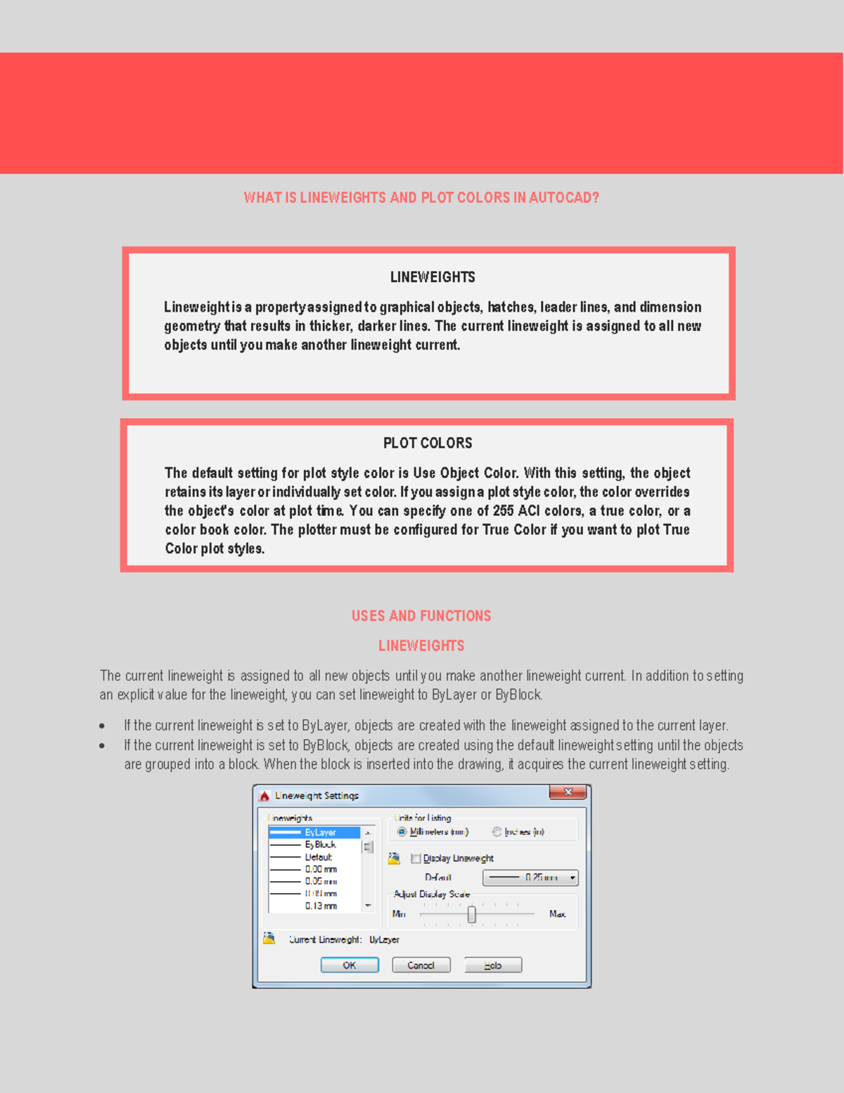 CPE003- CAD Lineweights and Plot Colors - Computer-Aided Drafting To ...