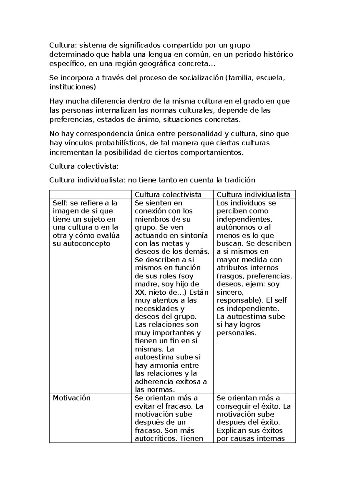 Clase 4 - Cultura - Cultura: sistema de significados compartido por un ...