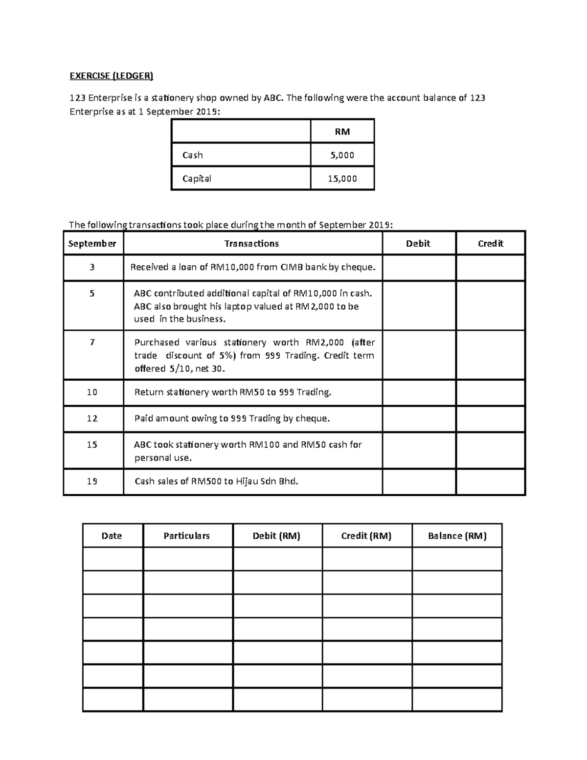 Exercise ledger :Practice for daily exercise - EXERCISE (LEDGER) 123 ...