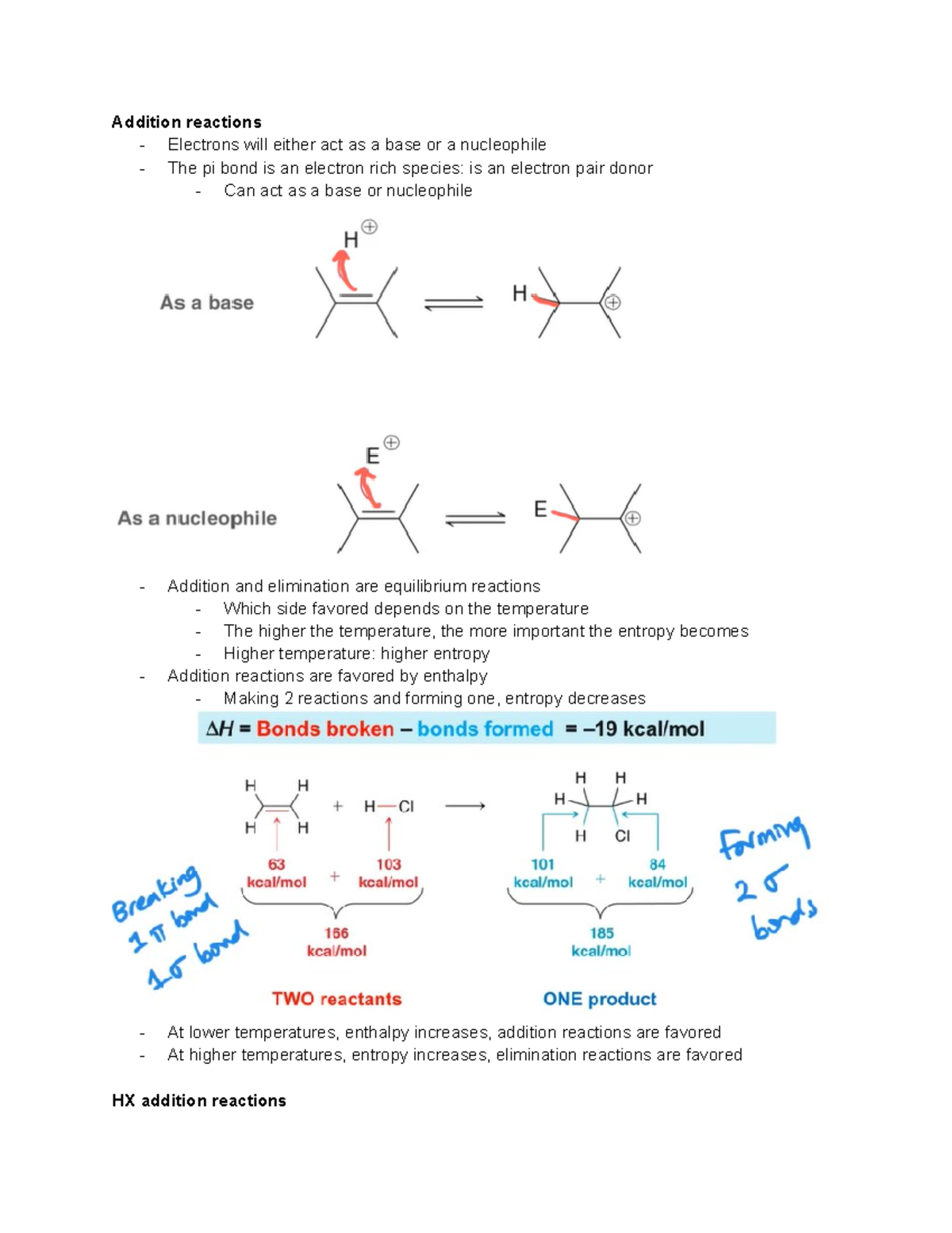 Module 6 - Organic Chem notes and extra readings - Addition reactions ...