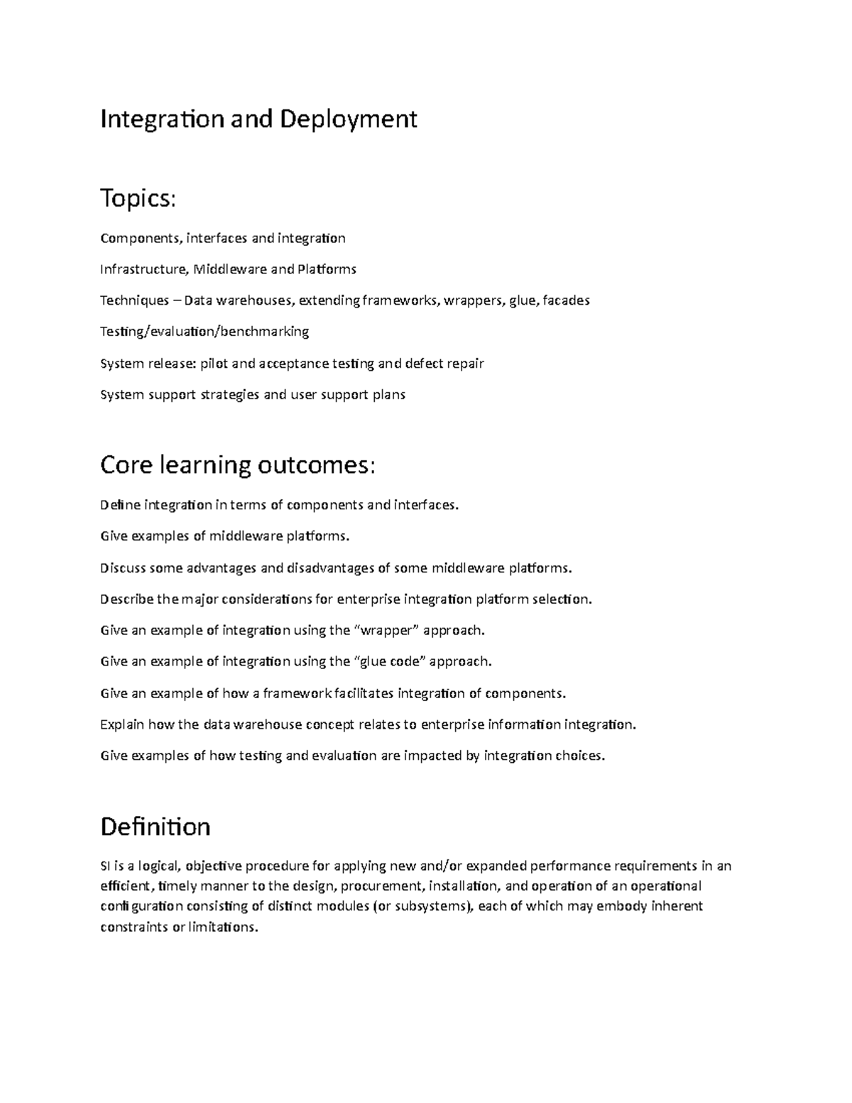 Integration and Deployment - Integration and Deployment Topics ...
