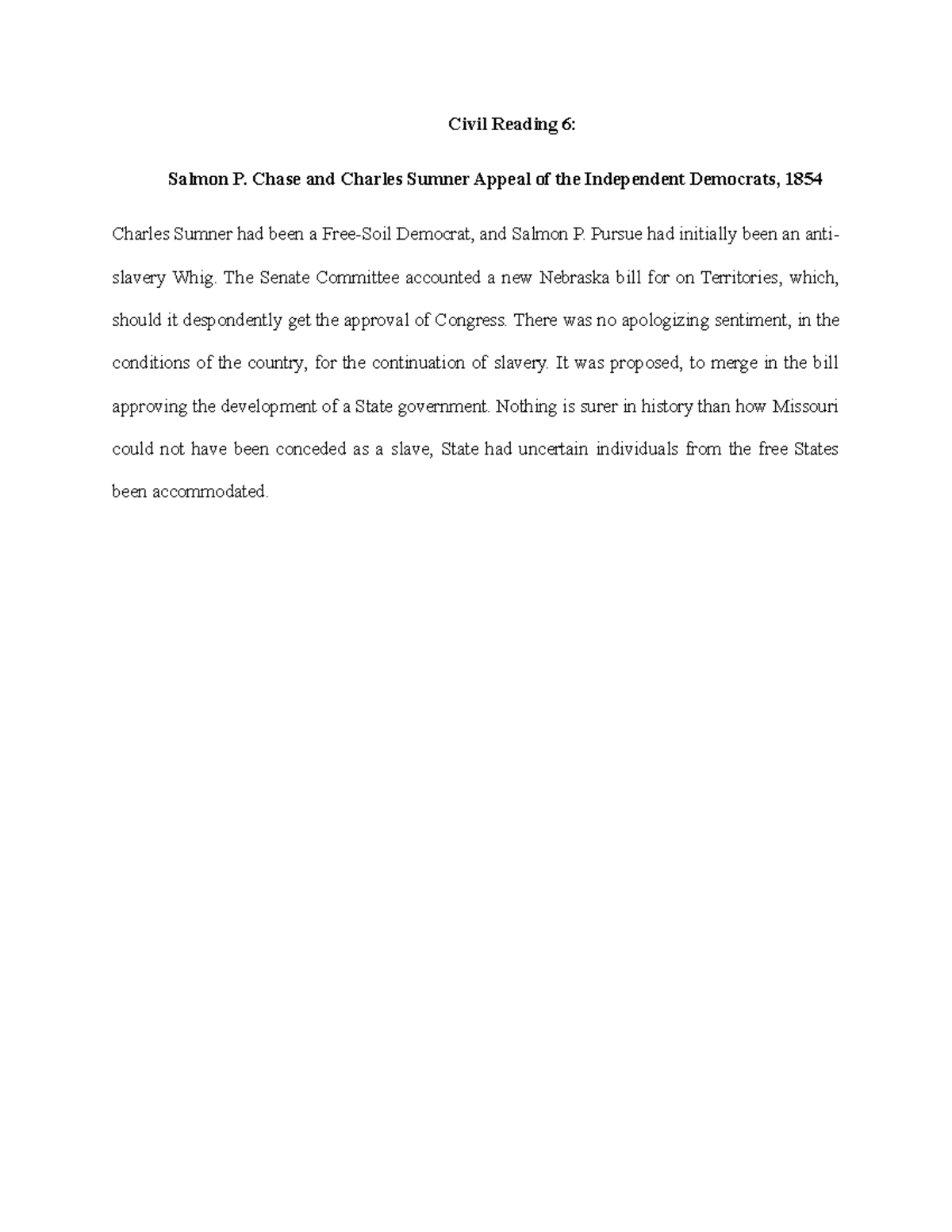Civil Reading 6c - Civil Reading 6: Salmon P. Chase and Charles Sumner ...