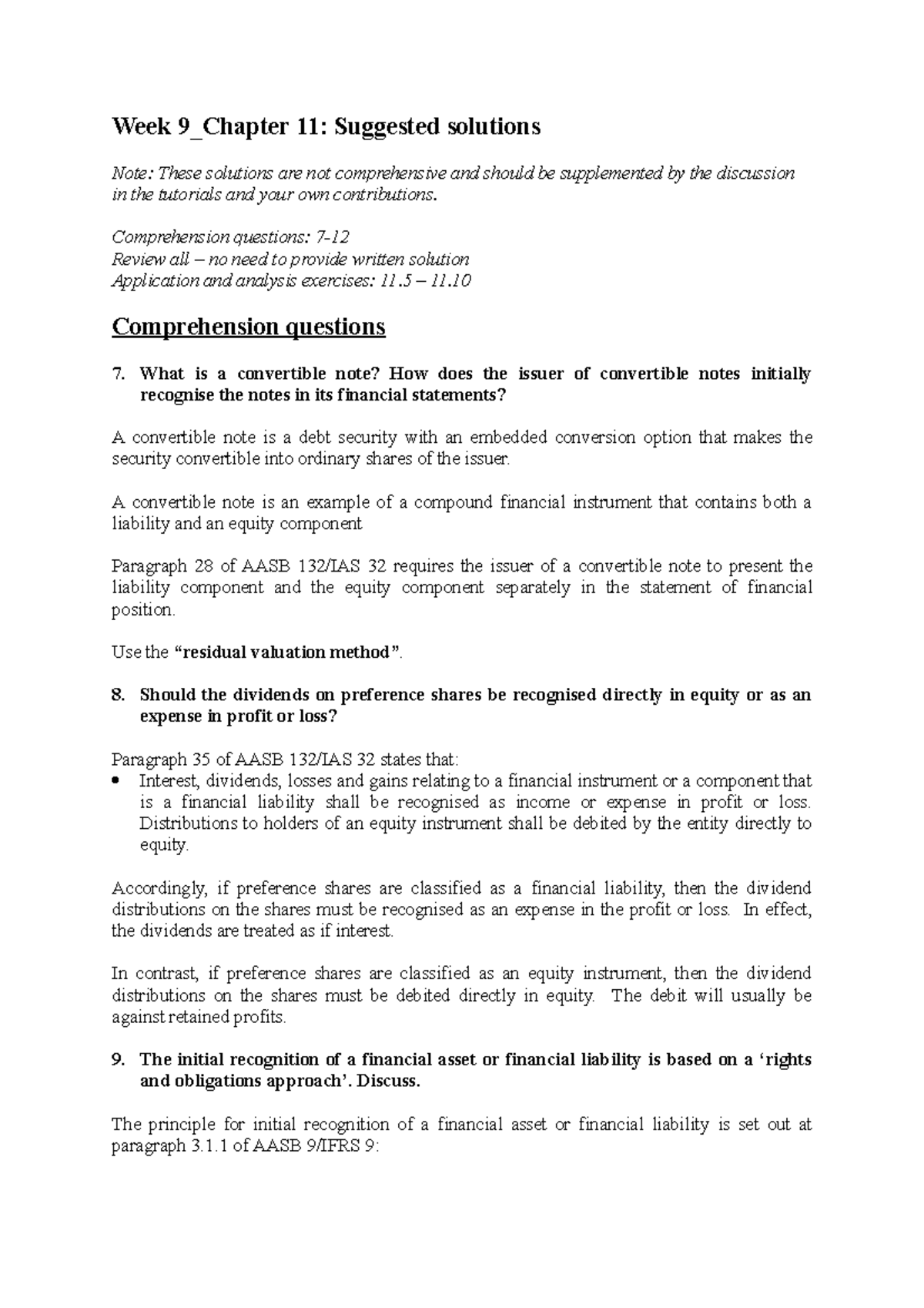 Week 9 Chapter 11 - Solutions for week9 - Week 9_Chapter 11: Suggested ...