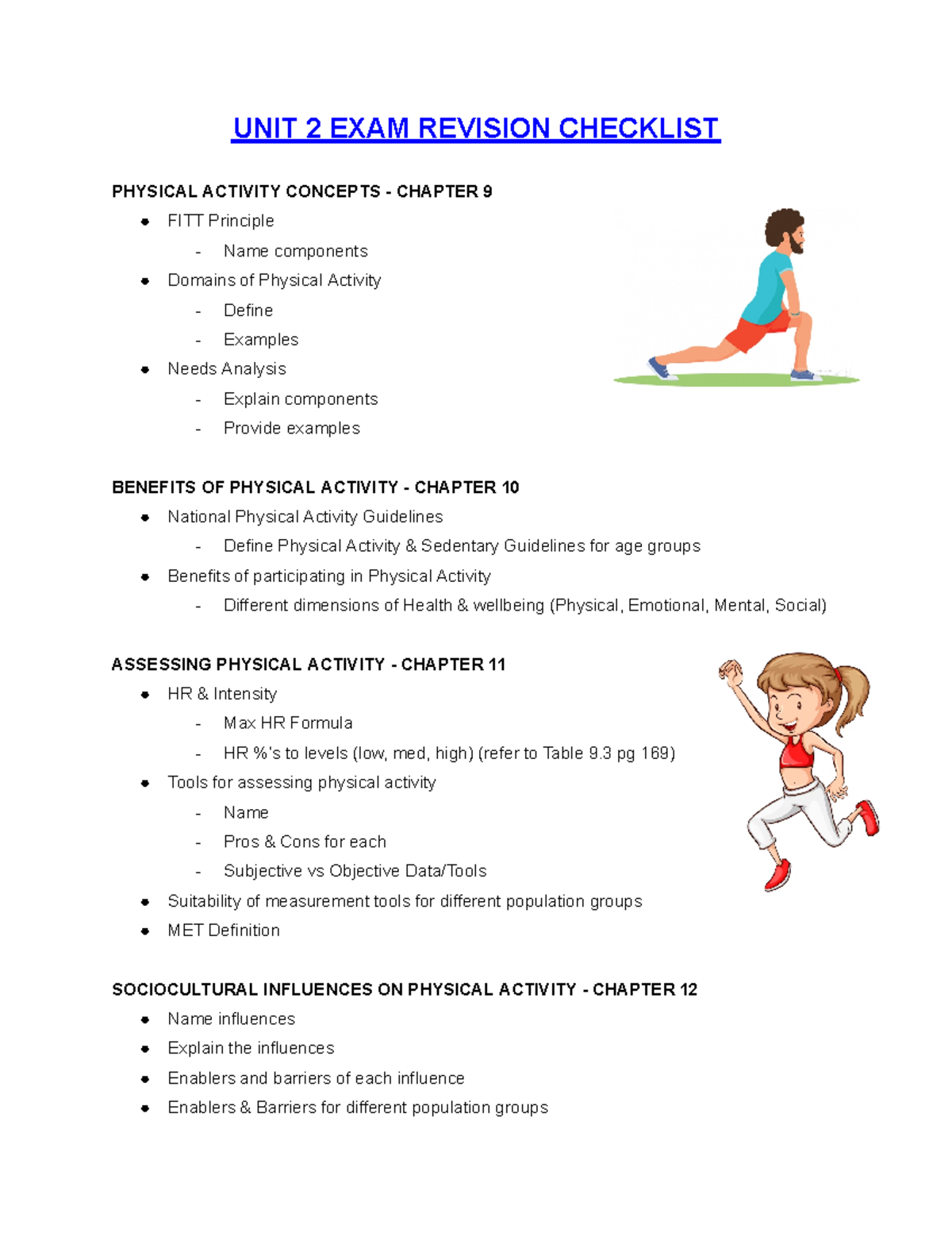 Unit 2 Exam Revision Checklist - UNIT 2 EXAM REVISION CHECKLIST ...