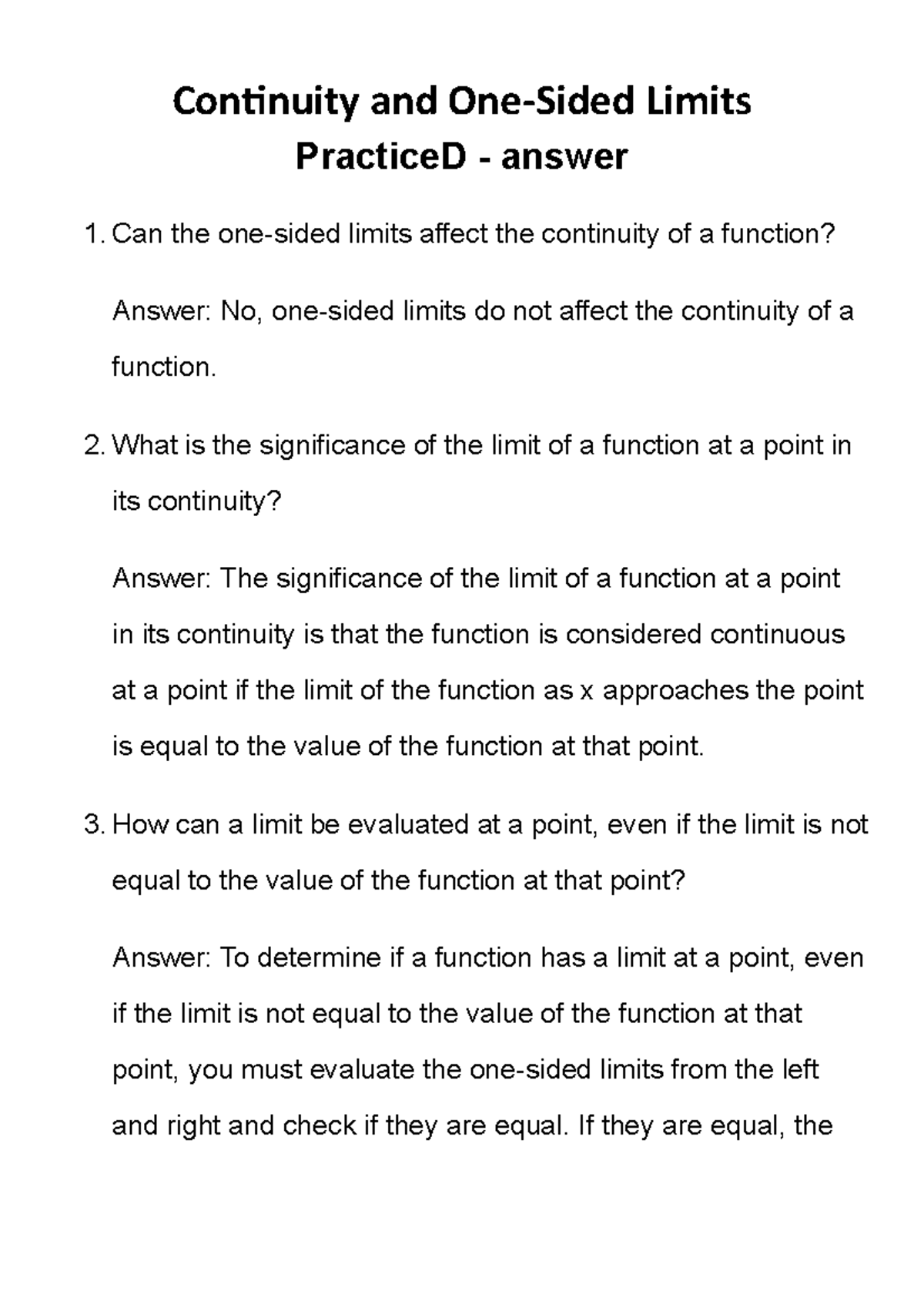 Continuity And One Sided Limits Practice D Answer Continuity And continuity-and-one-sided-limits-practice-d-answer-continuity-and