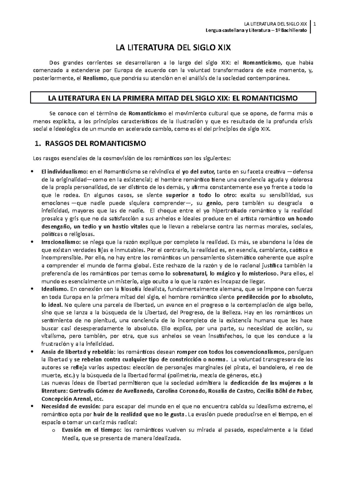 Siglo XIX, Romanticismo y Realismo - Lengua castellana y Literatura ...