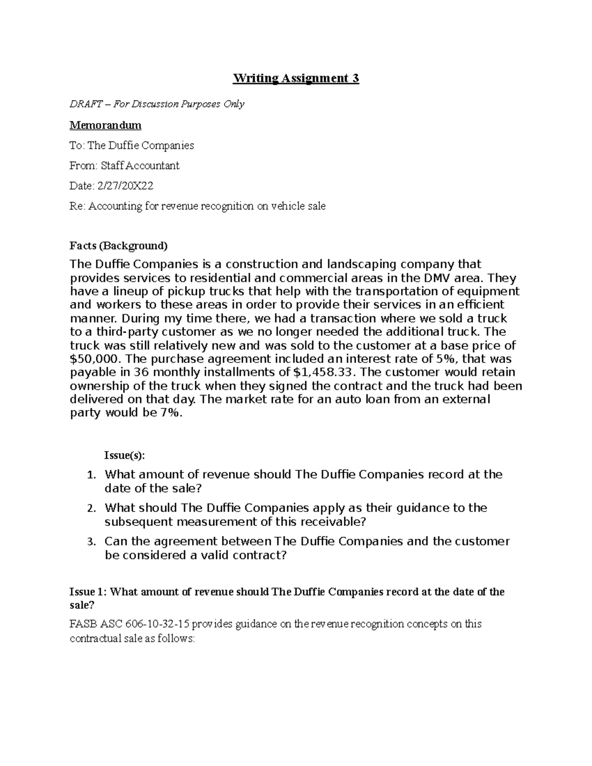 Writing Assignment 3 - Create your own Case - Writing Assignment 3 ...