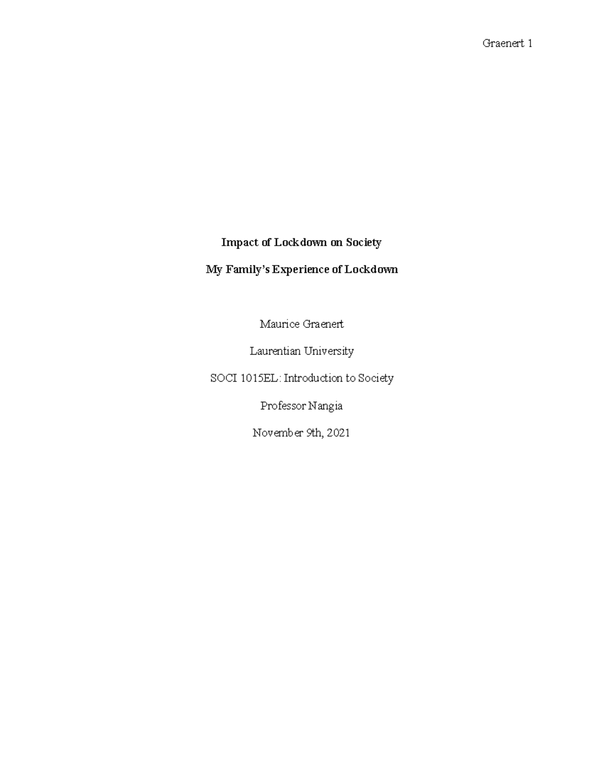SOCI-1015- Impacts of Lockdown Essay - Impact of Lockdown on Society My ...