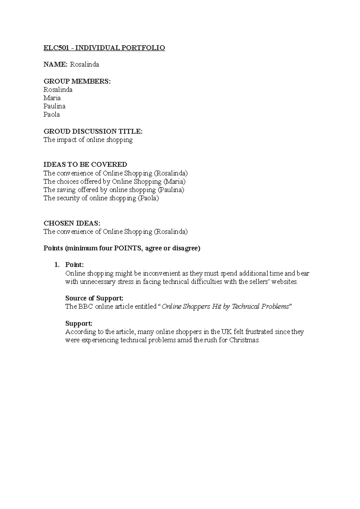 ELC501 Individual Portfolio example - English - UiTM - Studocu