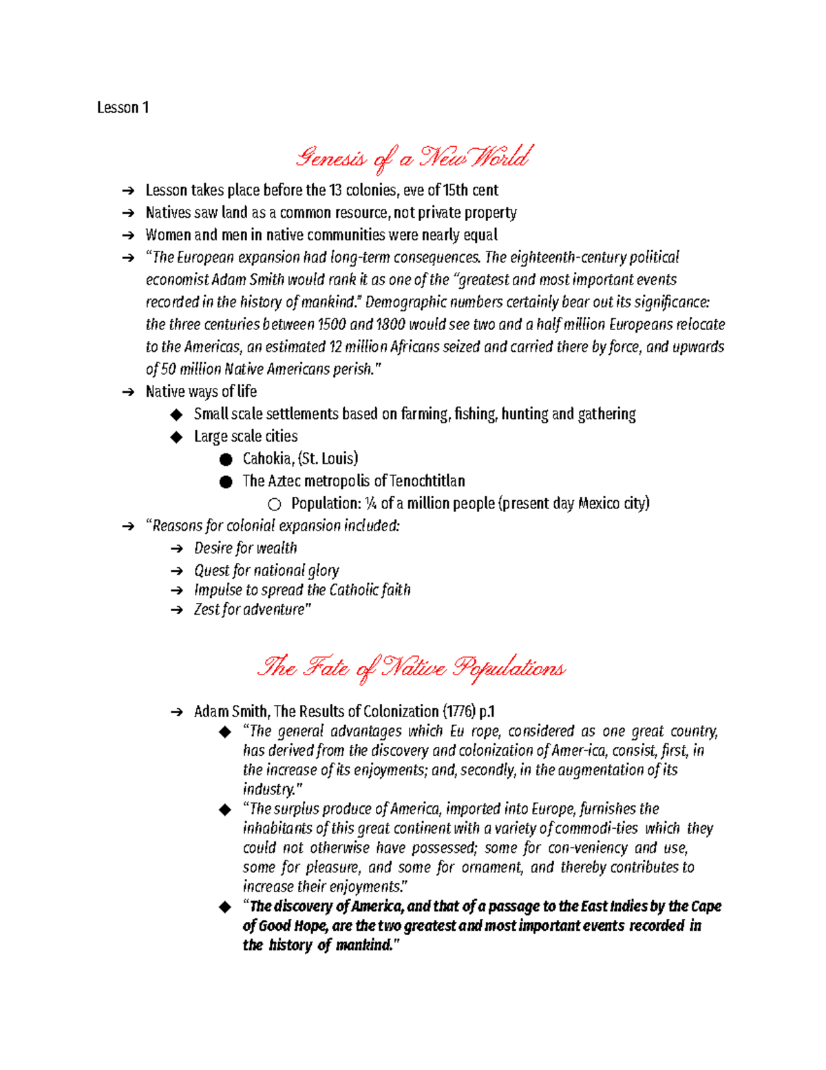 Lesson 1 - Hist20 - Lesson 1 Genesis of a New World Lesson takes place ...