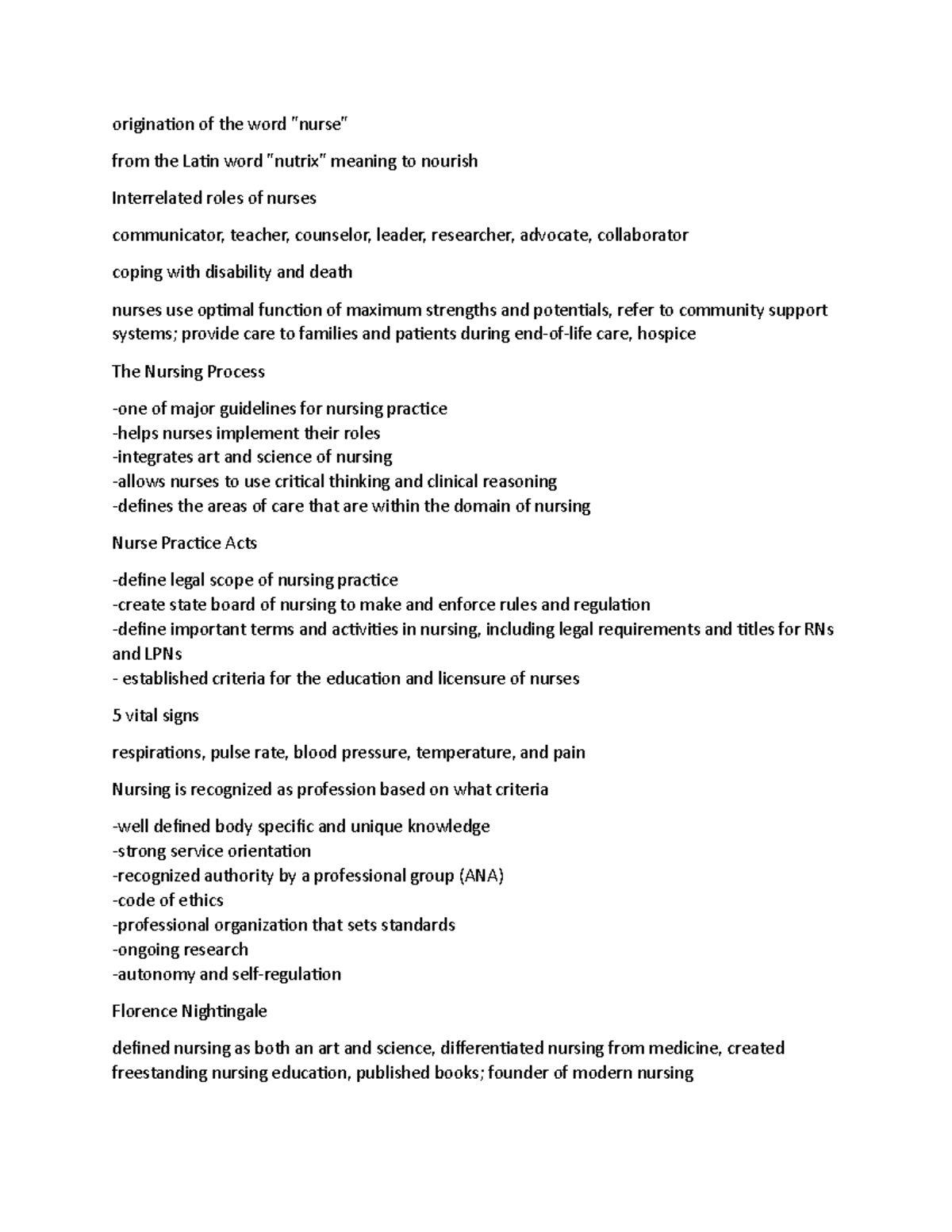 NUR-110 - Copy - Notes on the stages of nursing. - NUR-110 - OTC - Studocu