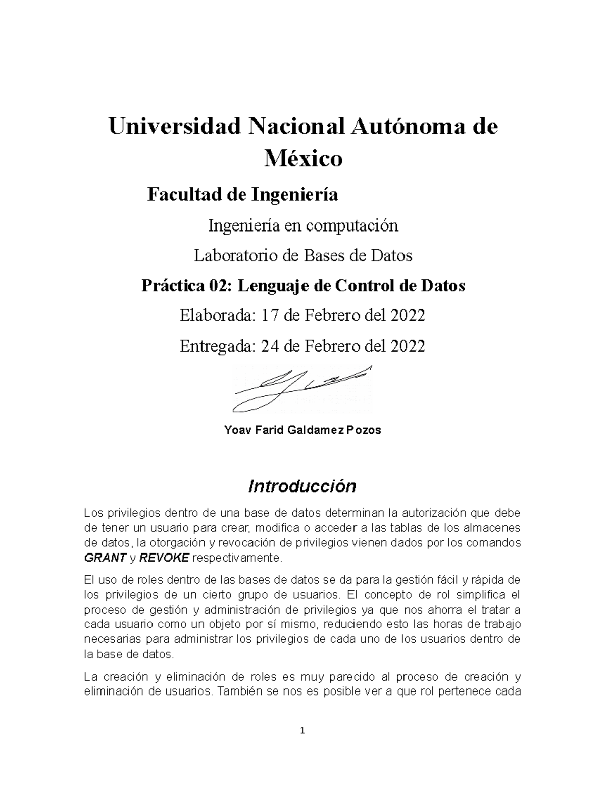 GPYF P02 - Práctica 2 - Universidad Nacional Autónoma de México Facultad de Ingeniería ...
