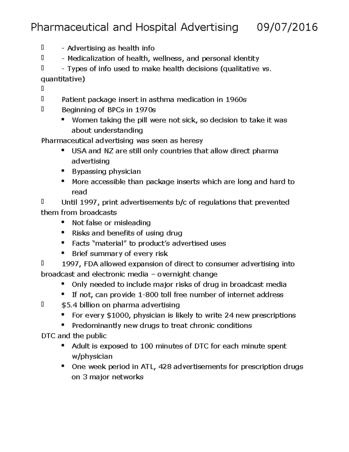 Lecture 3 - Pharmaceutical and Hospital Advertising Advertising as ...