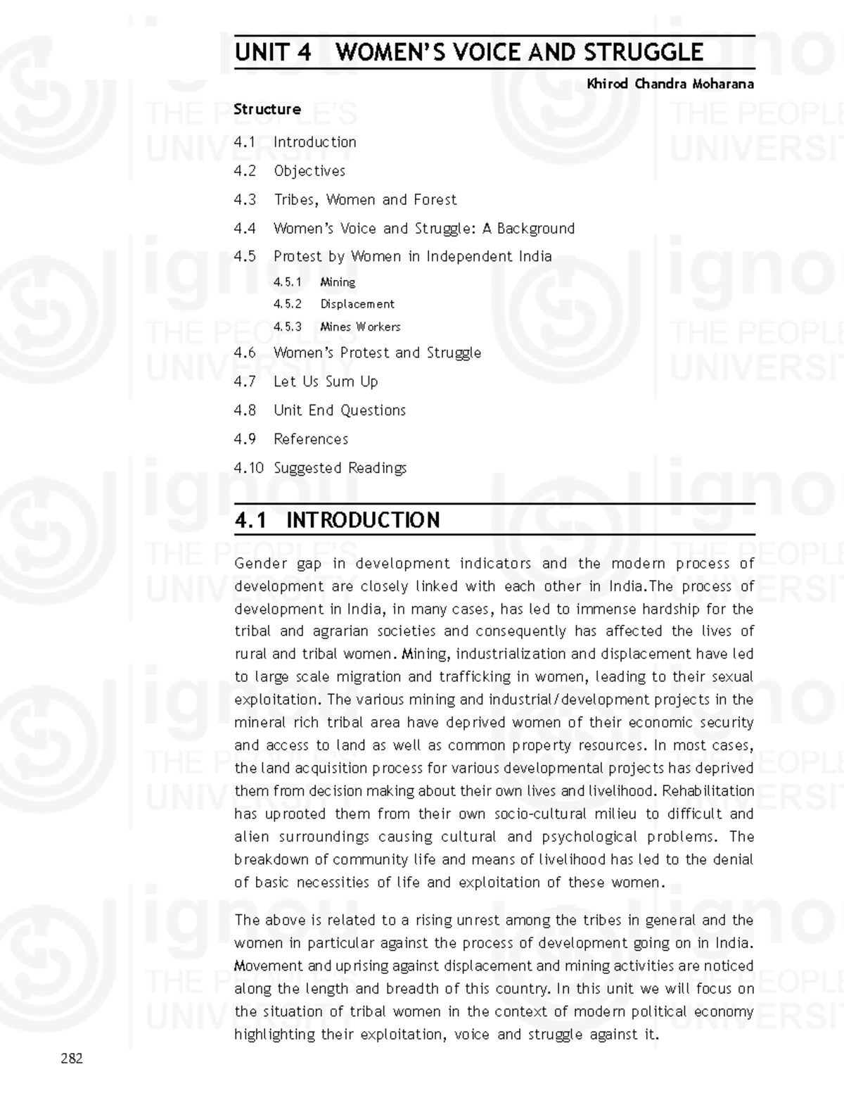 Unit-4 - practiseb - Tribe UNIT 4 WOMEN’S VOICE AND STRUGGLE Khirod ...