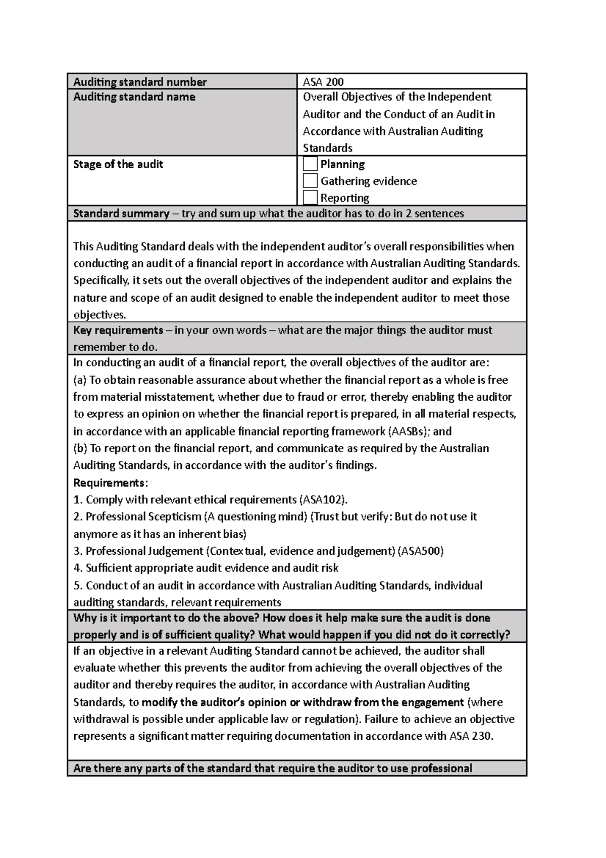 ASA 200 Template - Auditing standard number ASA 200 Auditing standard ...