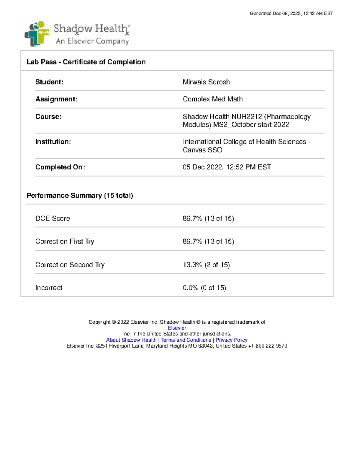 Medication math - Dose calculations - Generated Dec 06, 2022, 12:42 AM ...