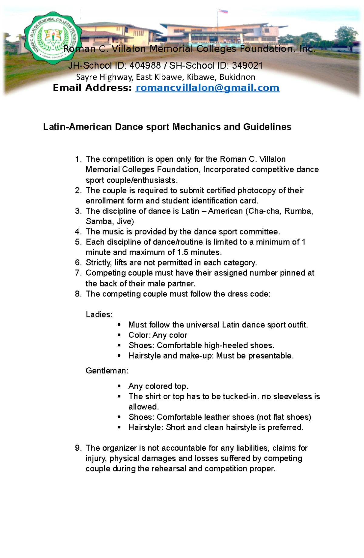 Dancesport criteria - dance sport - Roman C. Villalon Memorial Colleges ...