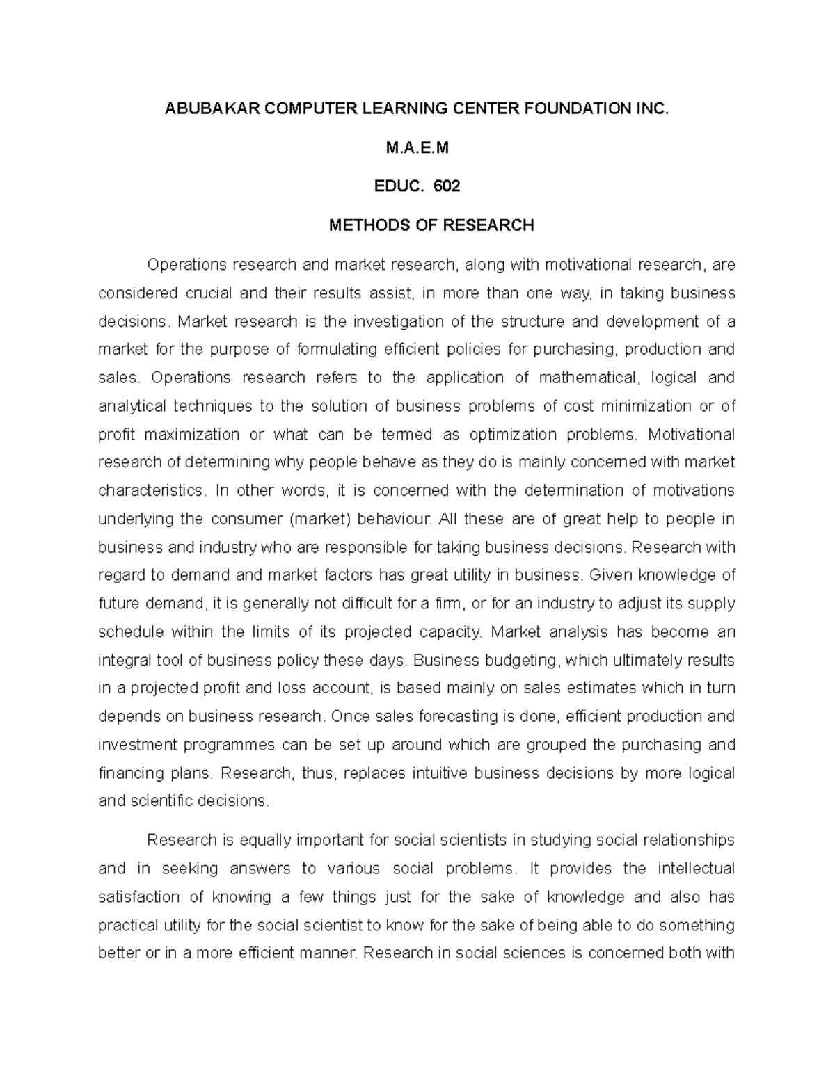 2 Methods OF Research - Grade: 7 - ABUBAKAR COMPUTER LEARNING CENTER ...