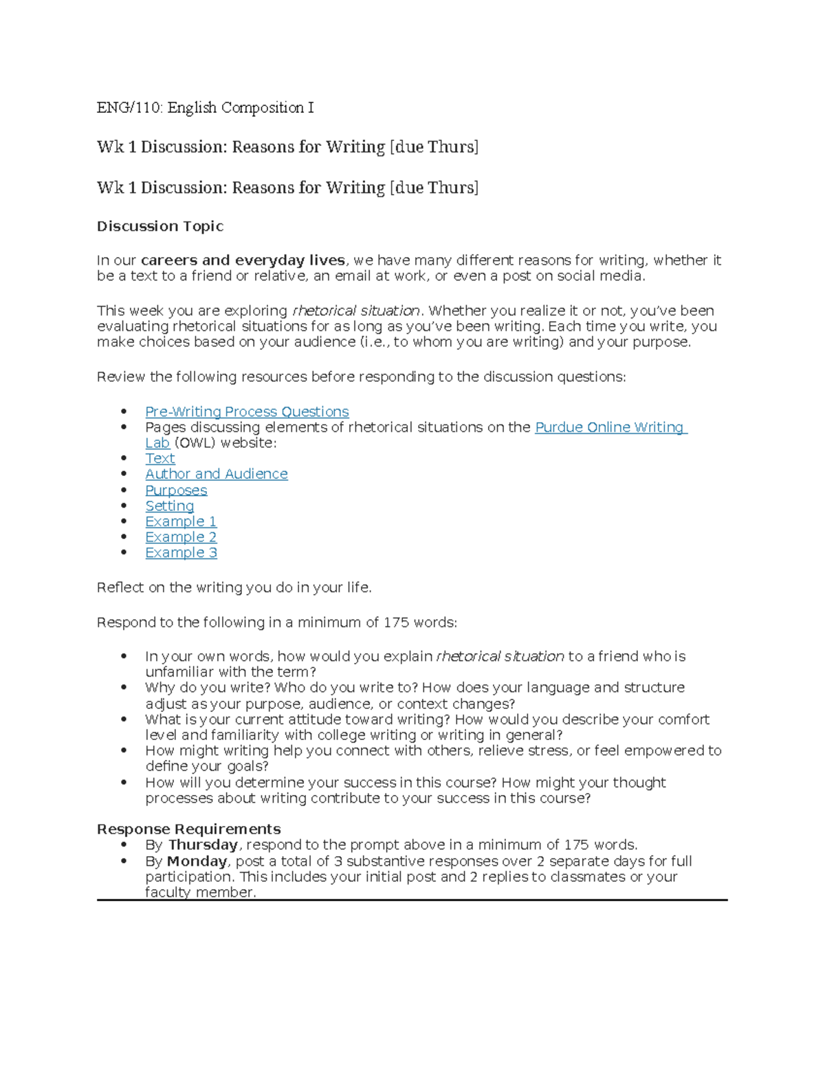 ENG 110 English Composition I wk 1 - ENG/110: English Composition I Wk ...