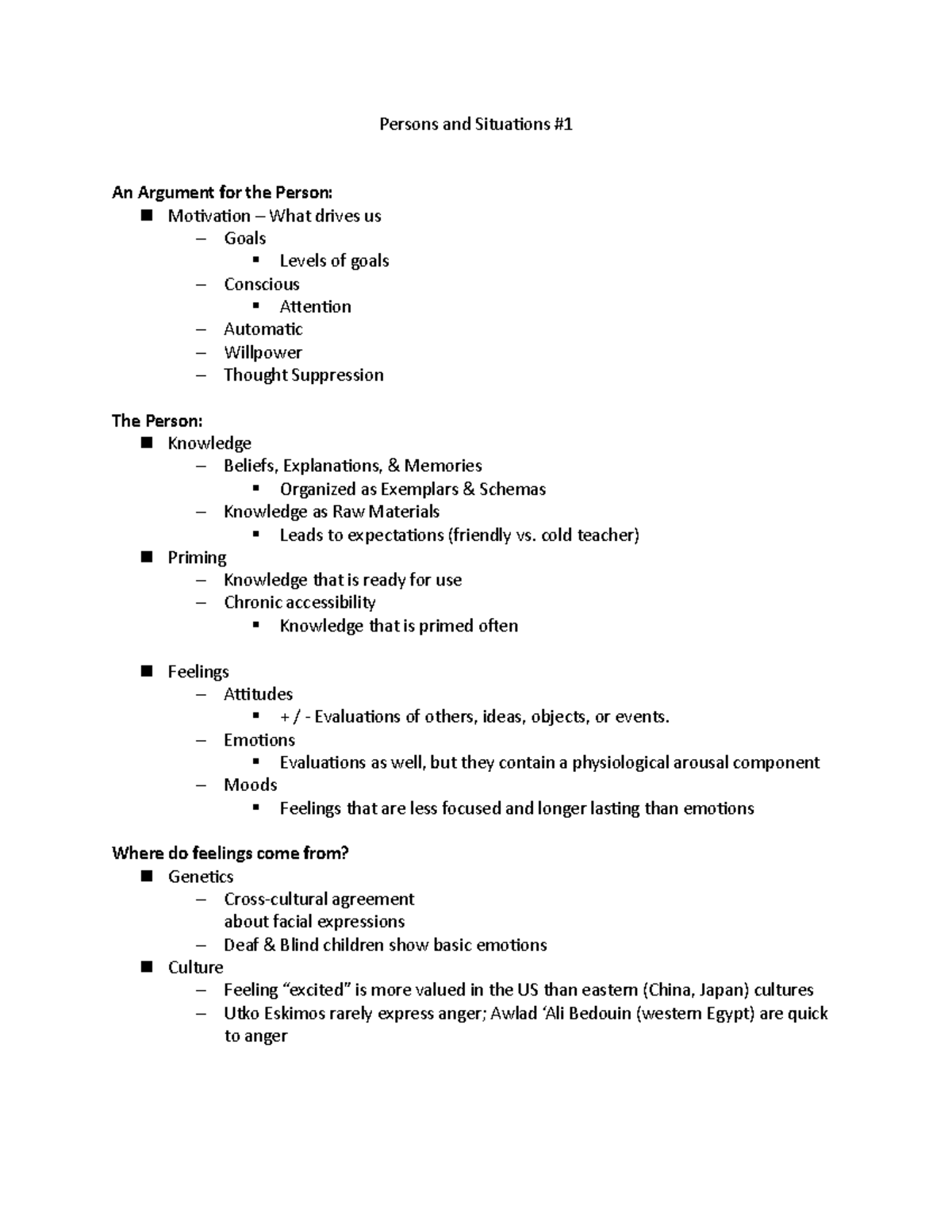Persons and Situations #1 - cold teacher) Priming Knowledge that is ...