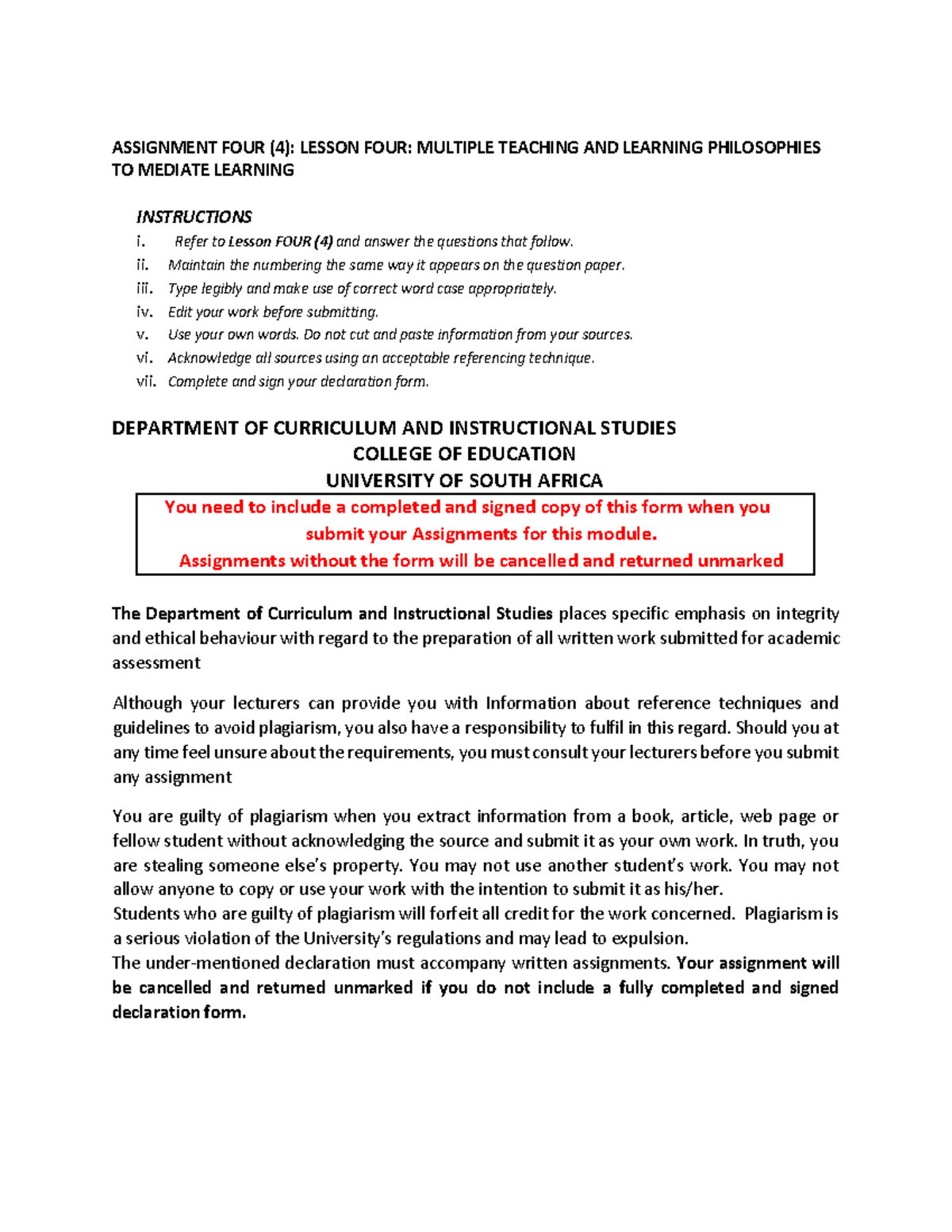 Assignment 4 S1 2022 Final - ASSIGNMENT FOUR (4): LESSON FOUR: MULTIPLE ...