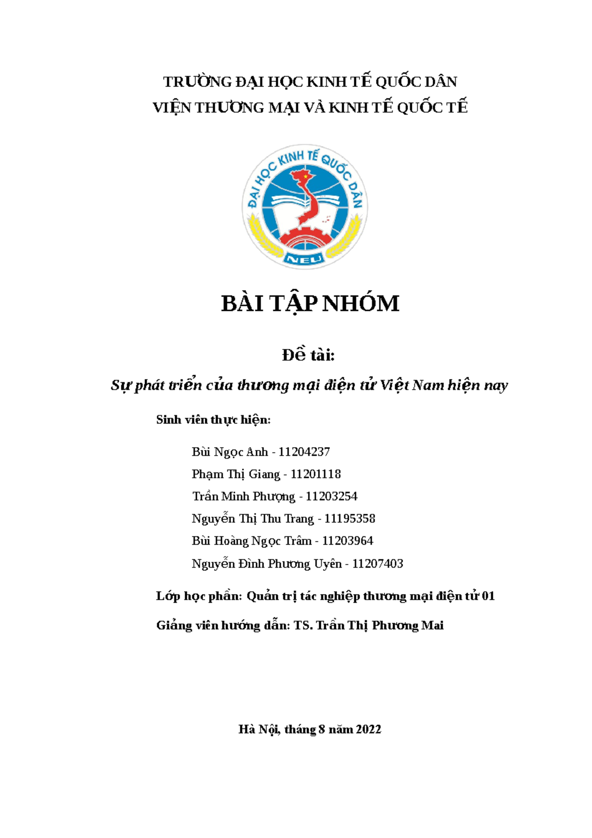 [ QttntmĐT] Nội dung - TR NG Đ I H C KINH T QU C DÂNƯỜẠỌẾỐ VI N TH NG M I VÀ KINH T QU C ...