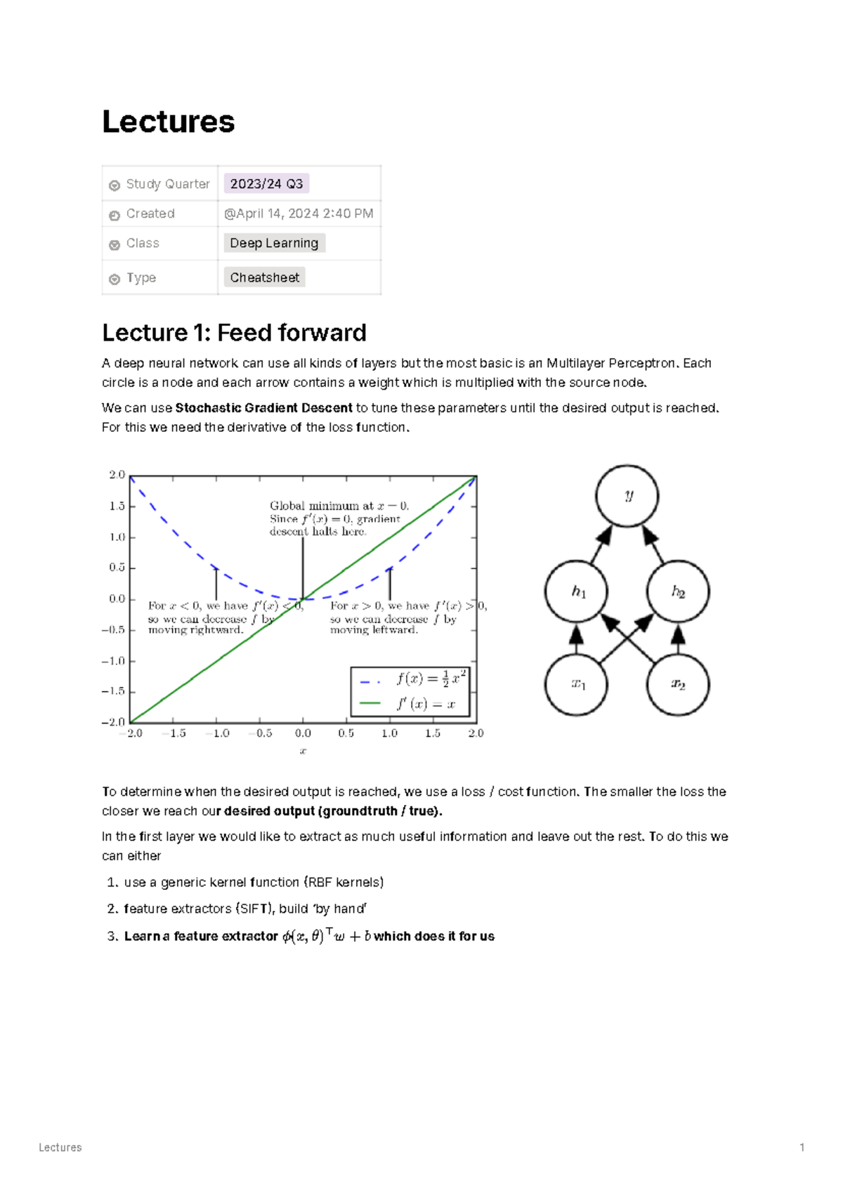 Deep Learning Lecture Summary 2024 - Lectures Study Quarter 2023/24 Q Created Class Deep ...