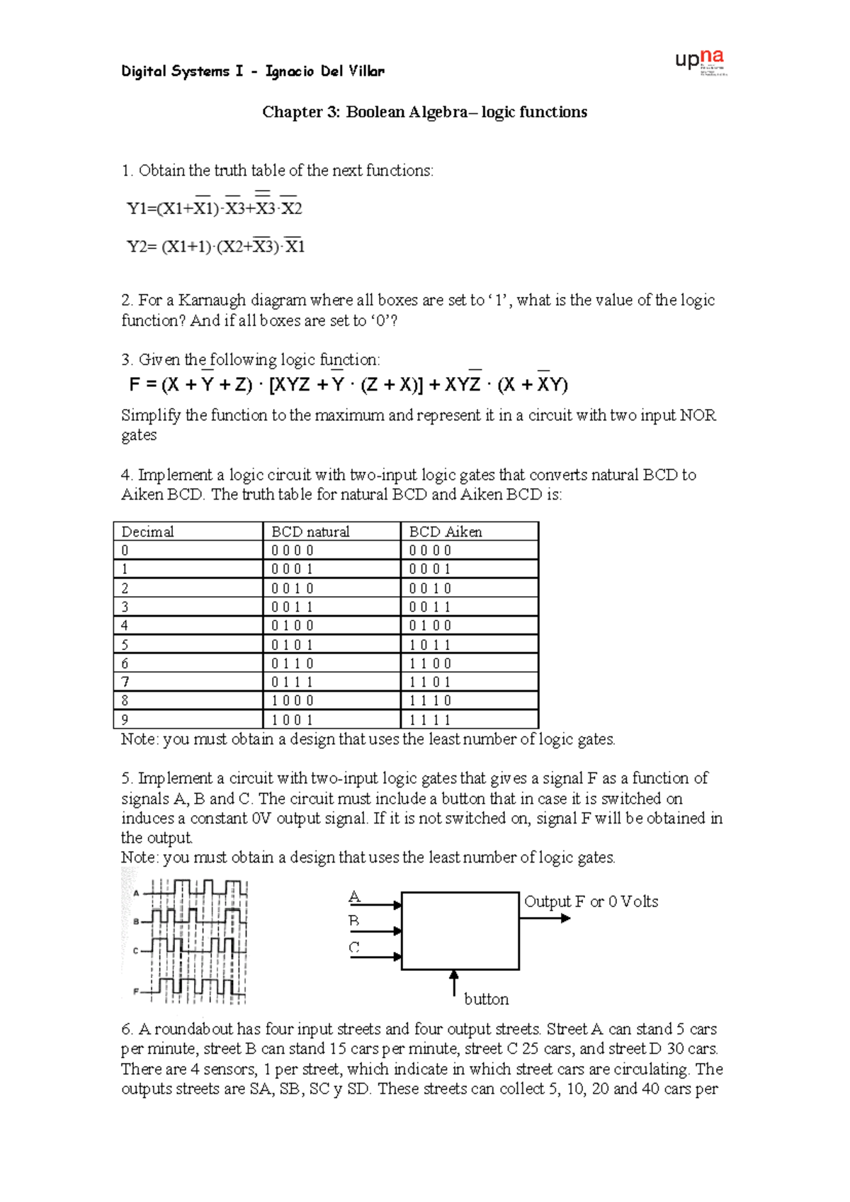 Questionnaire chapter 3 - Digital Systems I - Ignacio Del Villar ...
