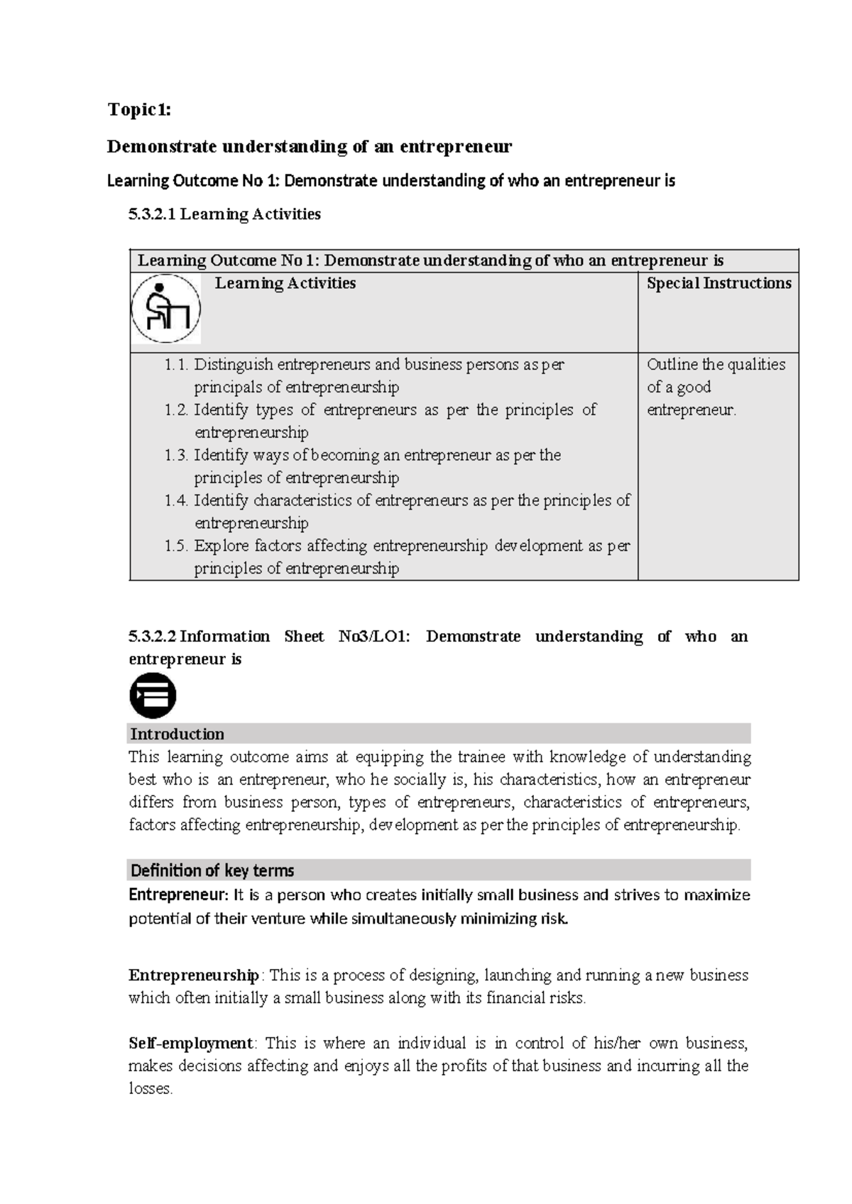 ( Topic 1)Demonstrate understanding of an entrepreneur - Topic1 ...
