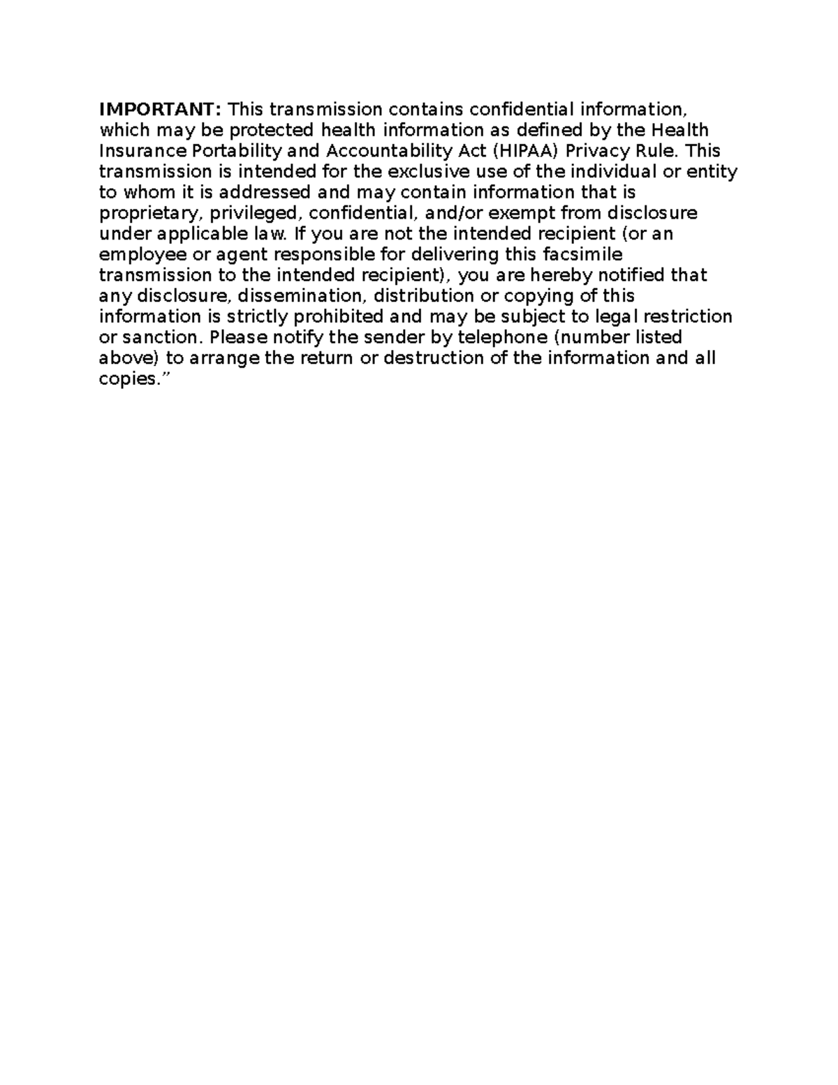 Fax Hipaadisclaimer - HIPAA disclaimer that can be used in emails and ...