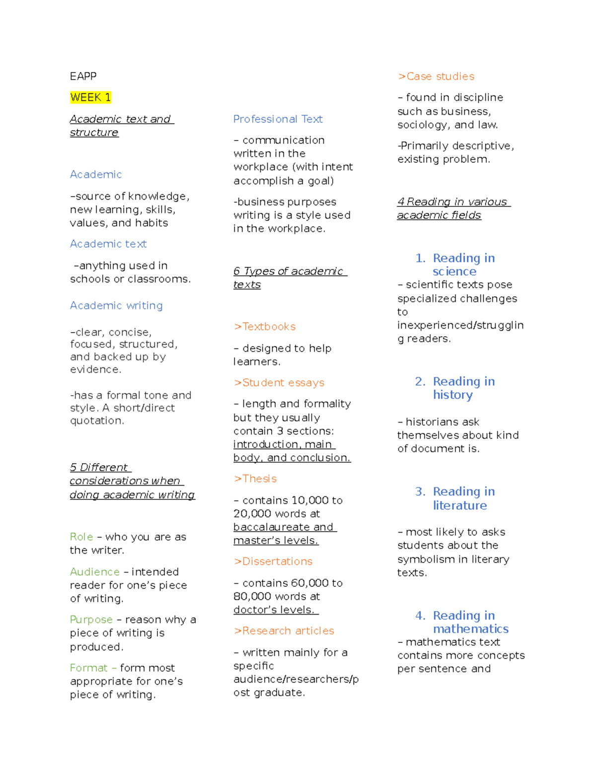 EAPP. Reviewer - EAPP WEEK 1 Academic text and structure Academic ...