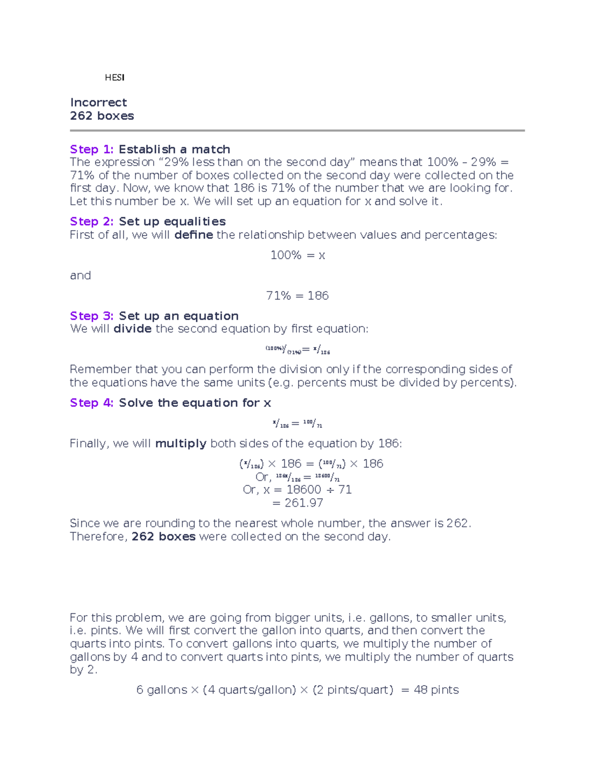HESI - Notes that are used for basic math for the Hesi a2. - HESI ...