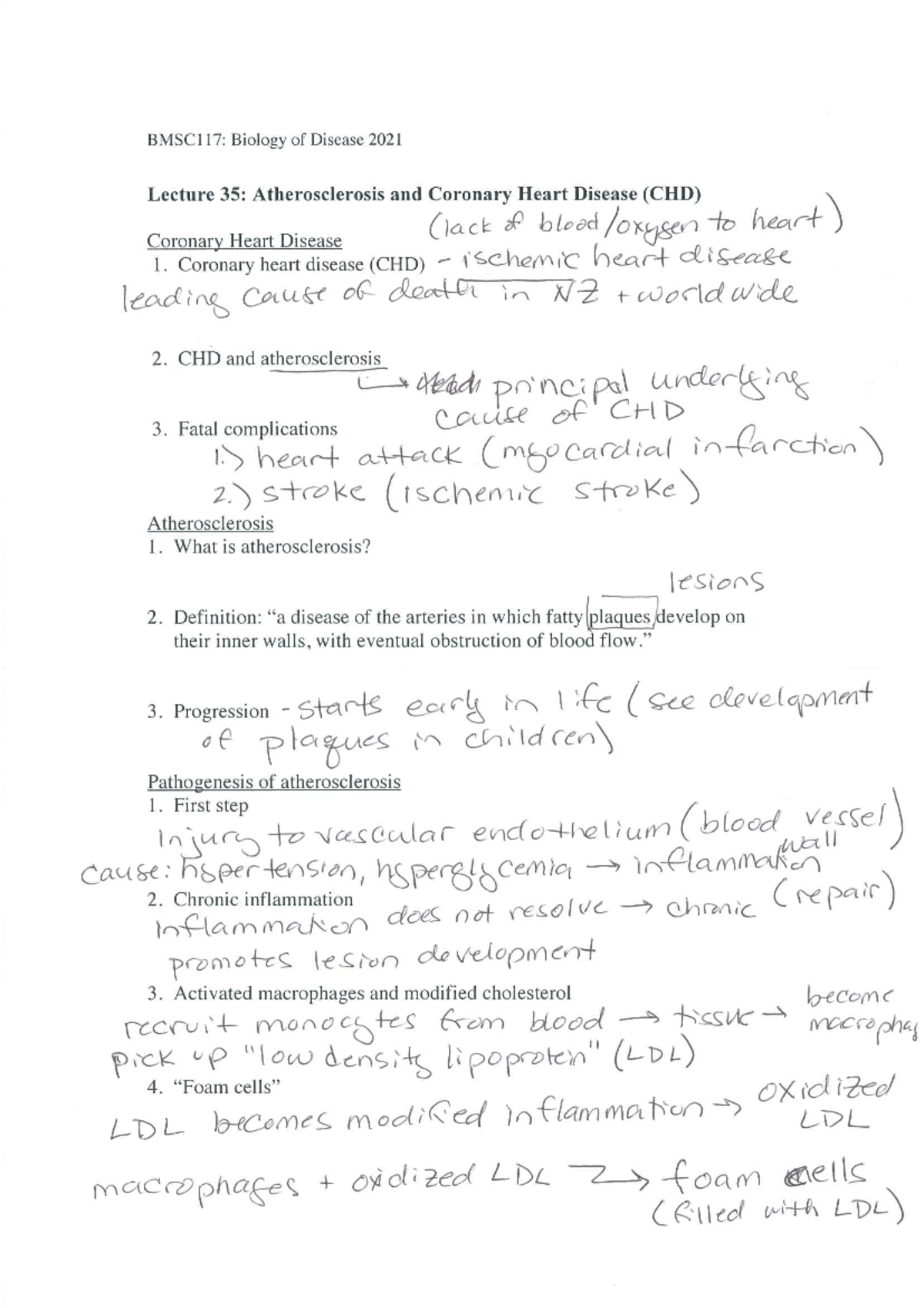 CHD - Lecture notes - Lecture 35 : Atherosclerosis and Coronary Heart ...