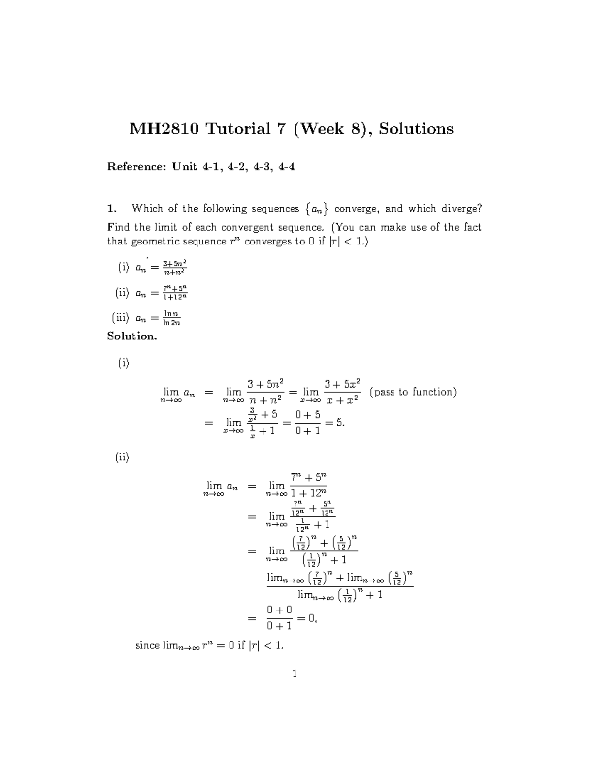 Math 2810 T7 Solutions(2021) - MH2810 Tutorial 7 (Week 8), Solutions ...