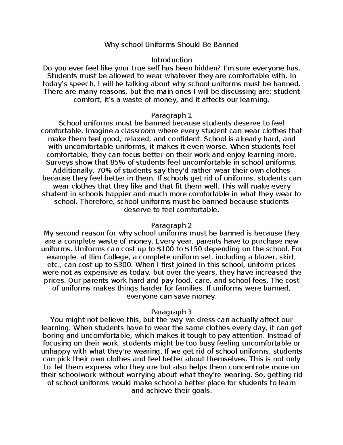 Why school Uniforms Should Be Banned - Why school Uniforms Should Be ...