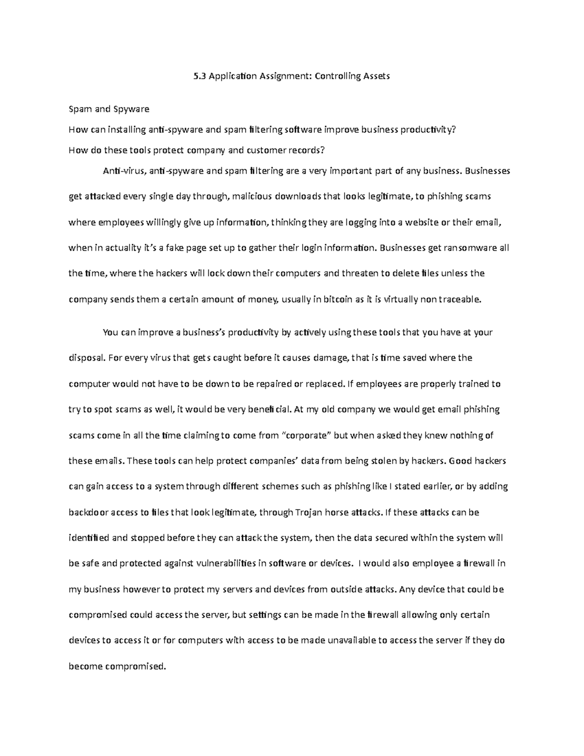 5.3 Application Assignment Controlling Assets - 5 Application Assignment: Controlling Assets ...