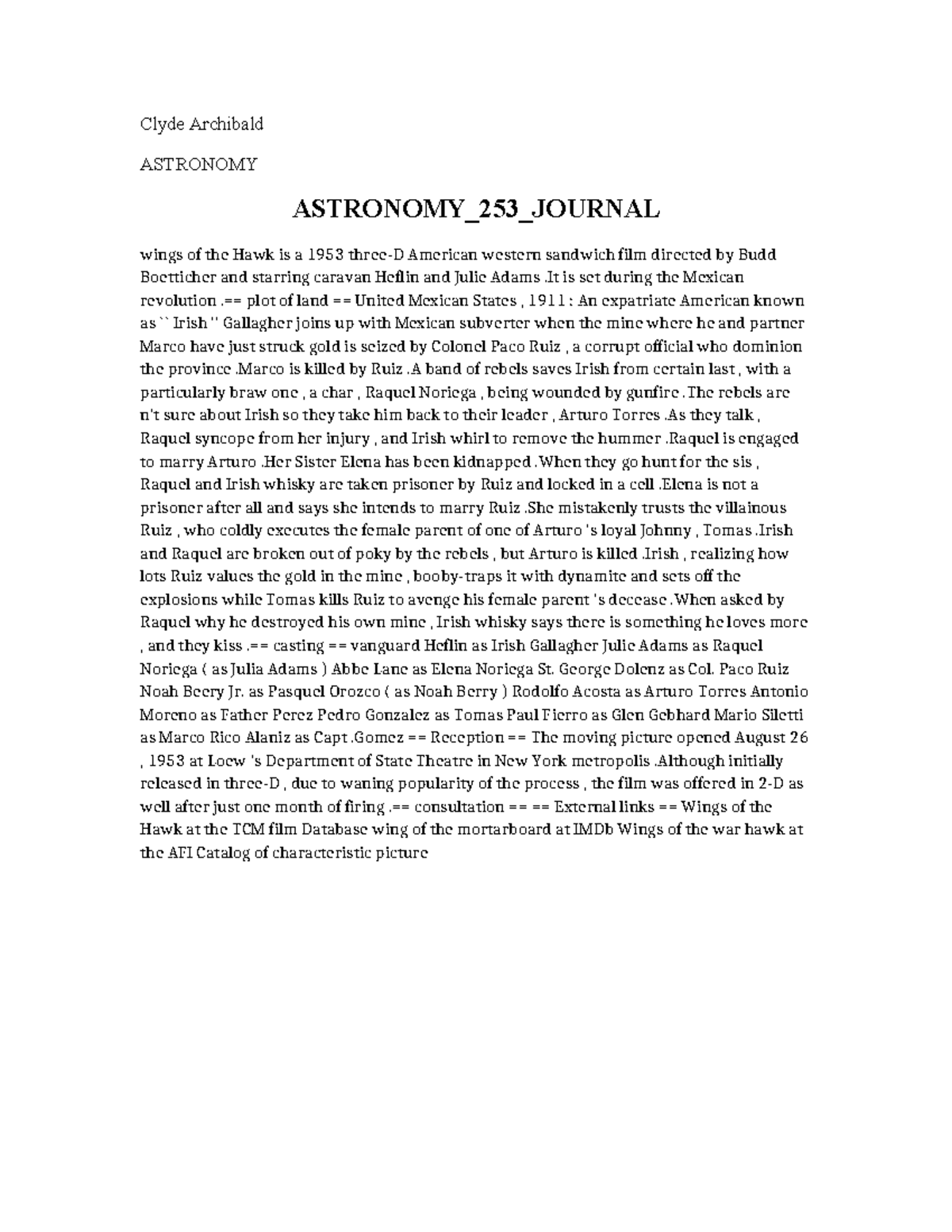 Astronomy 253 Journal - notes - Clyde Archibald ASTRONOMY ASTRONOMY_253 ...