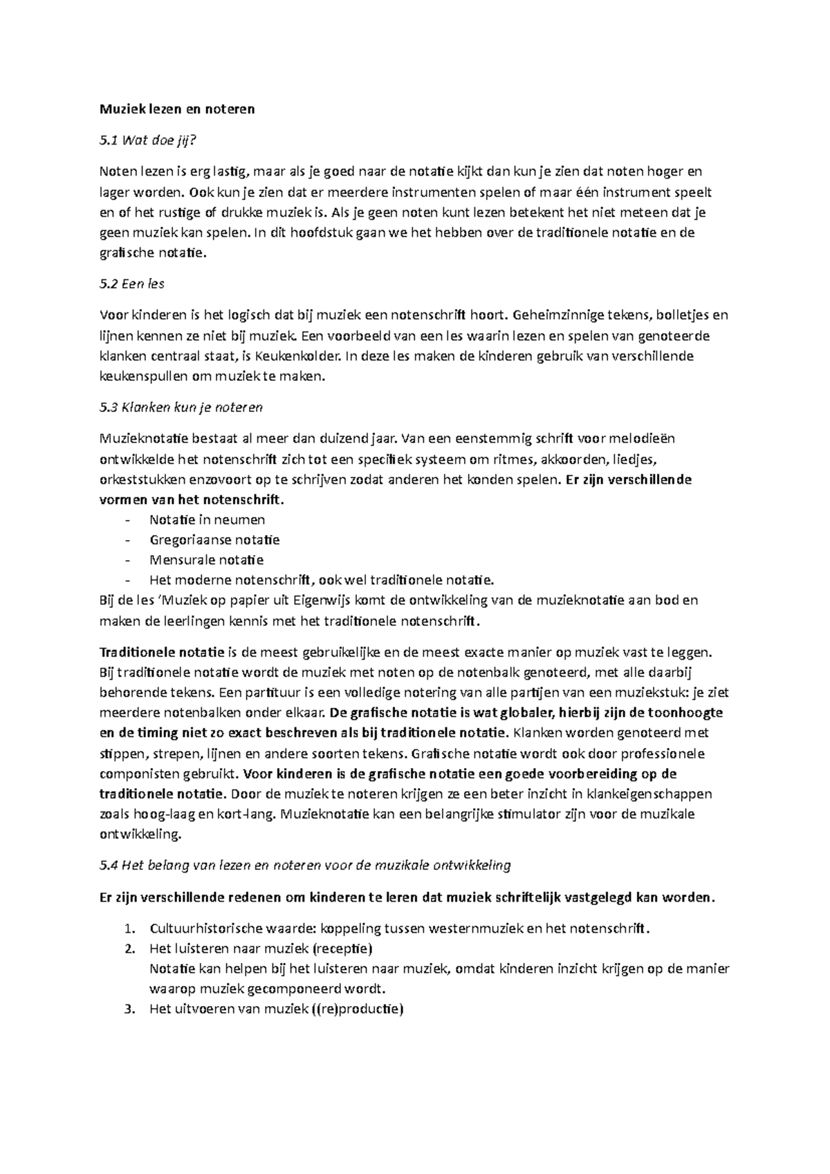 Muziek lezen en noteren samenvatting - Muziek lezen en noteren 5 Wat ...