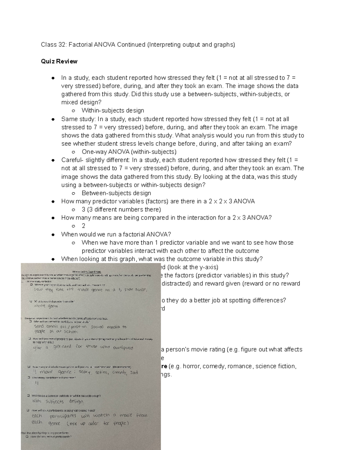 Class 32 Factorial Anova Continued (Interpreting output and graphs ...